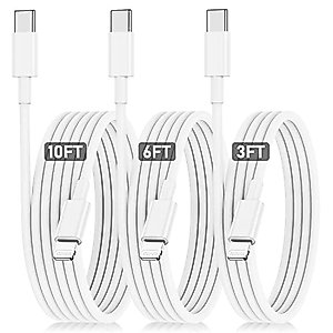 3Pack (3/6/10 FT) Apple USB C to Lightning Cable, iPhone Fast Charger Cord, Type C Charging Cord Compatible with iPhone 14/13 pro / 13 Pro Max / 12/12 Mini/11/X/XR/XS/8/iPad (Apple MFi Certified)