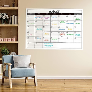 Dry Erase Calendar for Wall - Large Dry Erase Calendar, 28" x 40", Undated Monthly Calendar for Home, Office, Classroom, Erasable Laminated Calendar Whiteboard with 6 Markers ＆ 6 Stickers - 1Y Grey