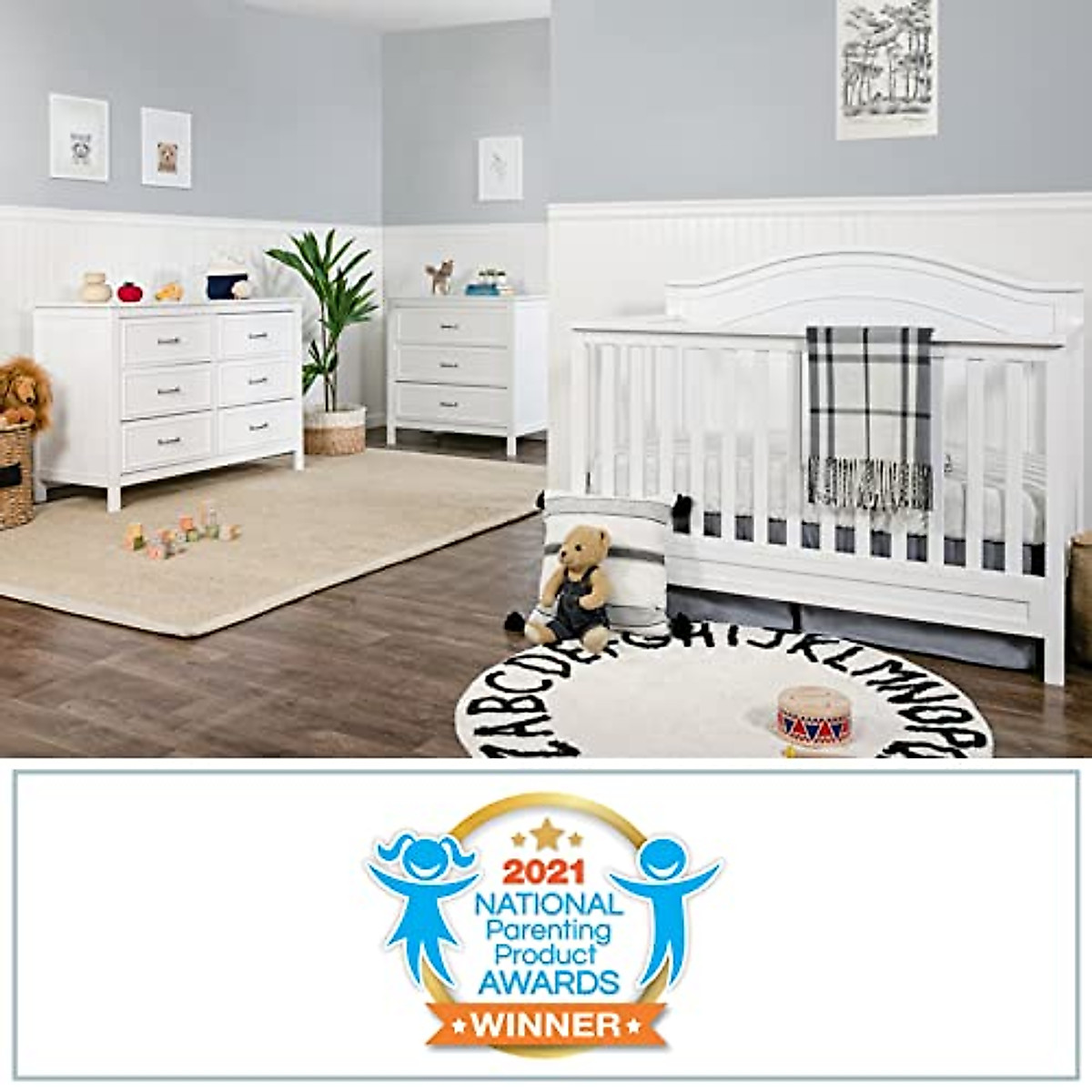 DaVinci Charlie 4-in-1 Convertible Crib in White, Greenguard Gold Certified