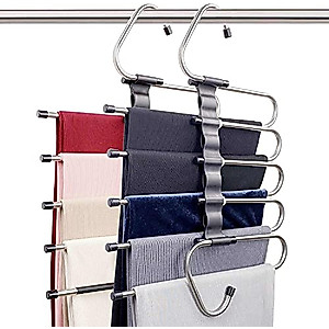 Pants Hangers - 2 Pack of Hangers for Closet Organizer, Wardrobe Space Saving for Skirt and Pants Hangers, Metal Hangers, Rack Organizer, Metal Hangers and Closet Hangers