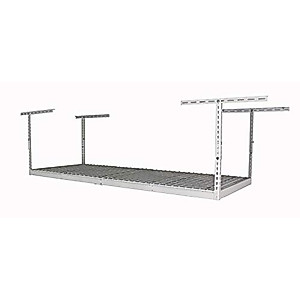 SafeRacks – 3x8 Overhead Garage Storage Rack - Height Adjustable Steel Overhead Storage Rack - 500 Pound Weight Capacity (White, 18"-33")