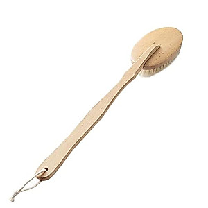 INGVY Dry Brushing Body Brush Wooden Long-Handled Bath Brush Massage Bristle Brush Rubbing Bristles Bathing Soft Brush and Back Artifact