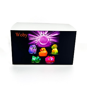 Woby Bath Toys for Toddlers 1-3,No Hole Light Up Bath Toys Baby Bathtub Toys Bathroom Floating Animal Set with Colorful Flashing LED Light for Baby (Funny Forest Animal Style)