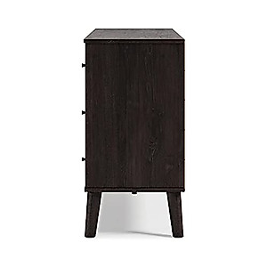 Signature Design by Ashley Piperton Contemporary Scandinavian 6 Drawer Dresser, Two-Tone Black