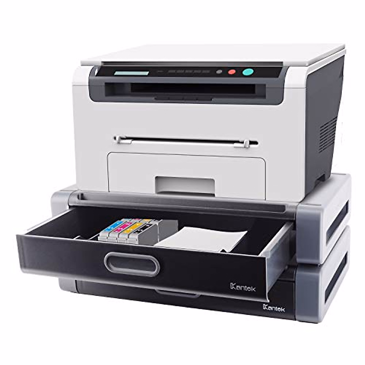 Kantek Monitor Riser with Drawer & Smartphone/Tablet Slot, 19-Inch Wide x 11-Inch Deep x 4-Inch High, Black/Dark Grey (MS760)