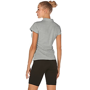 icyzone Golf Polo Shirts for Women, Ladie's Collared Tennis Short Sleeve Tops (Grey, M)