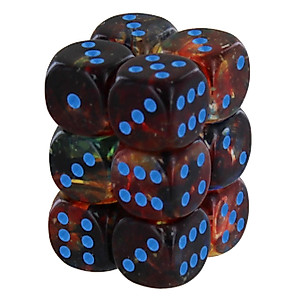 Chessex Nebula 16mm d6 Primary/Blue w/Luminary Dice Block (12 dice)