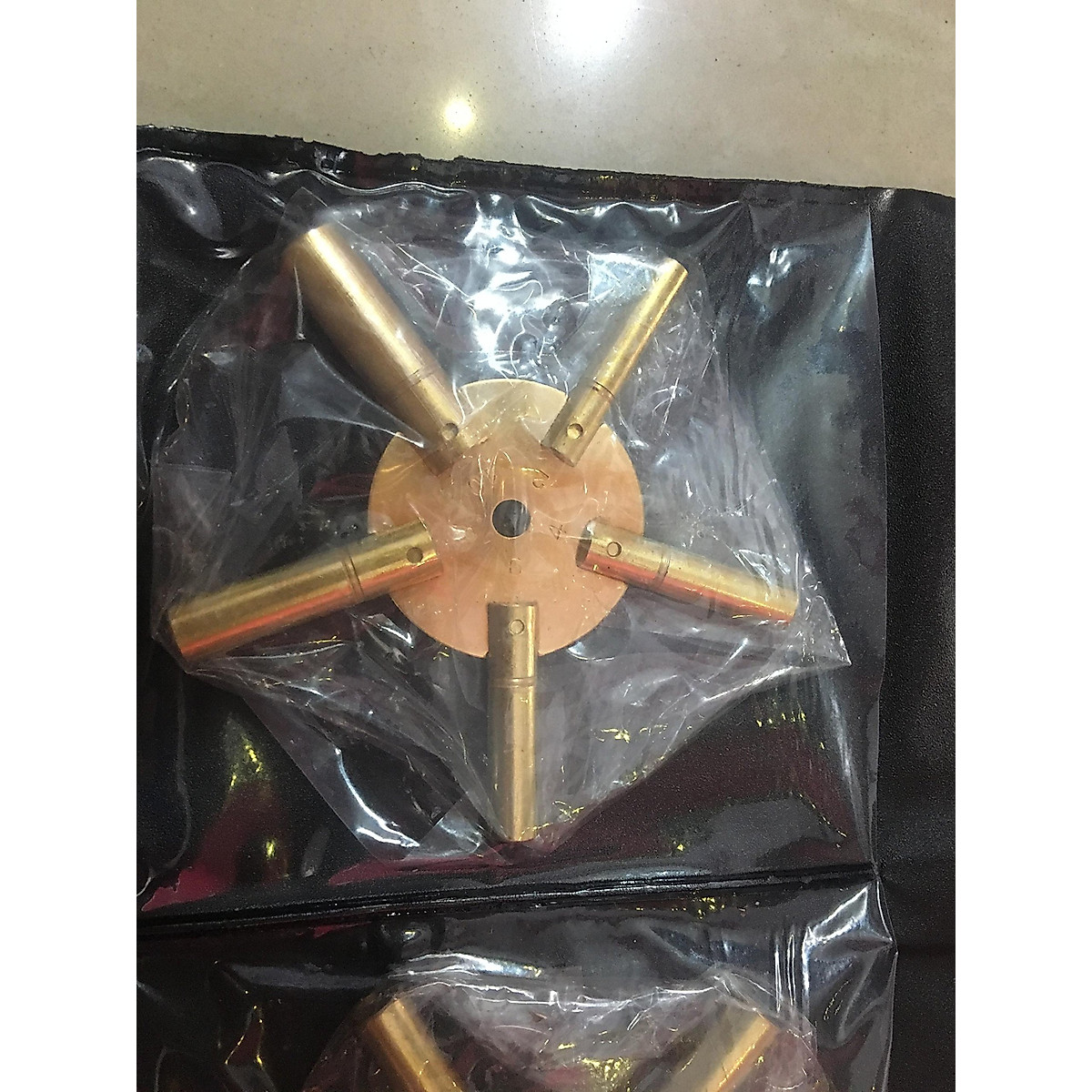 Universal 5 Prong Brass Clock Key for Winding Clocks, Odd and Even Numbers with Cover from Brass Blessing (5192)