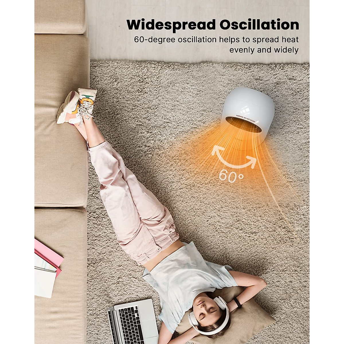 iDOO Electric Space Heater for Indoor Use with Remote, Portable PTC Ceramic Heaters for Bedroom, 1500W Fast Heating for Large Room/Office, Safe & Quiet for Home, 12H Timer, Oscillation, LED Display