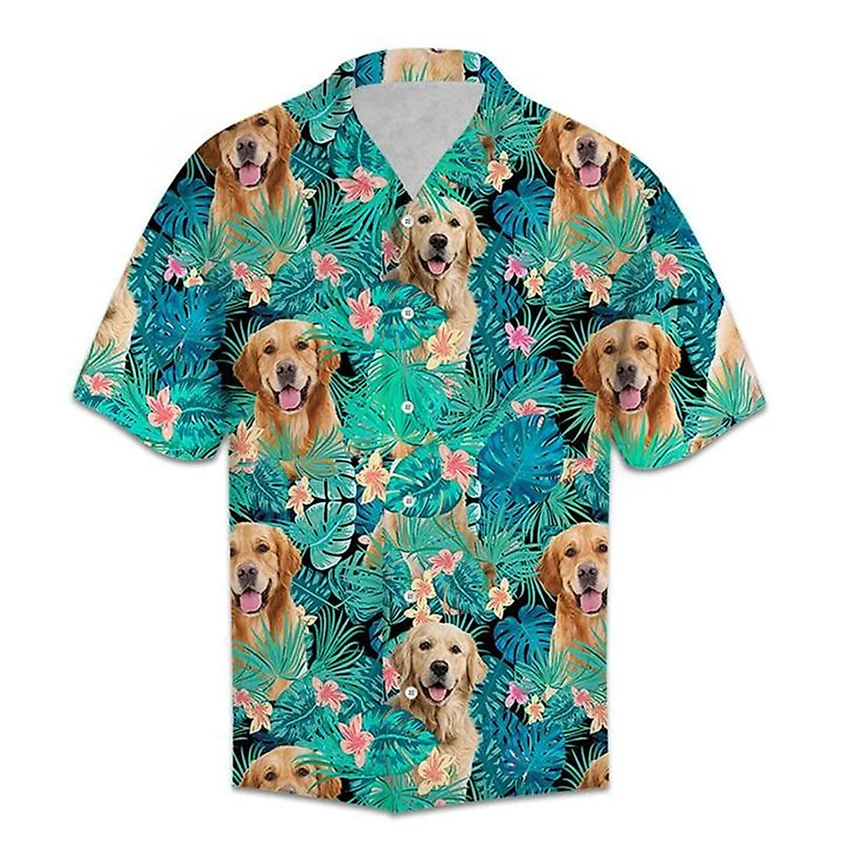 Generic Golden Retriever Hawaiian Shirts for Men - Tropical Golden Retriever Button Down Mens Hawaiian Shirts Short Sleeve Series 4 Size 2XL