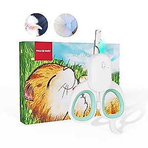 PAKEWAY Pet Nail Clipper with LED & -U-V Light, Cat Claw Trimmer with Ultra Bright LED Light for Nail Bloodline to Avoid Over Cutting, Sharp Angled Blade Grooming Tool for Dog Cat Rabbit Small Animals