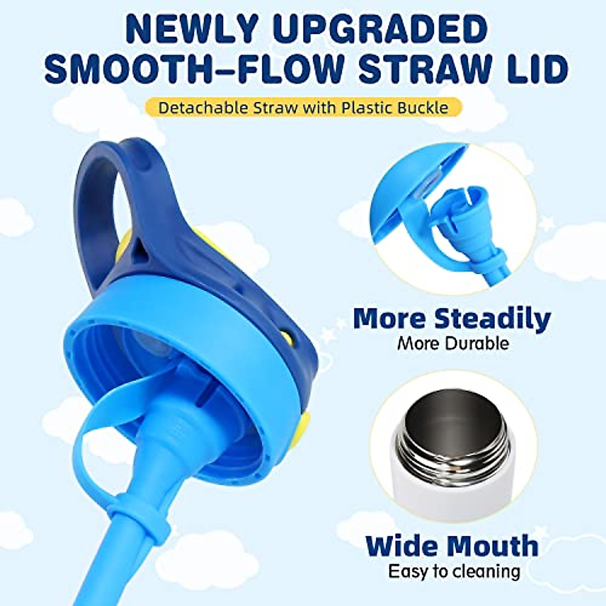 Mocaru Kids Sublimation Tumbler, 12oz Sublimation Kids Water Bottle with One-click Pop-up Straw Lid and Handle, Stainless Steel Insulated Sublimation Kids Sippy Cups Blanks with Shrink Films(6 Pack)