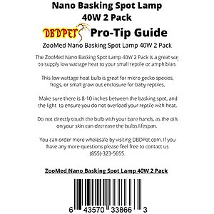 Zoomed Nano Basking Spot Lamp 40w (2 Pack) & Includes Attached DBDPet Pro-Tip Guide