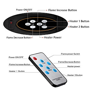Havato Electric Fireplace Heater Wooden Surround Firebox?Remote Control, Adjustable LED Flame, 750W/1500W Free Standing Fireplace?White?