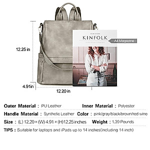 CLUCI Women Backpack Purse Fashion Two-Toned Vintage Leather Large Travel Bag Ladies Shoulder Bags Gray