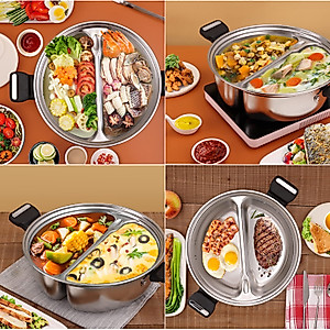 Shabu Shabu Pot, Yuanyang Pot, Weldless Pot with Steam Grill, 304 Stainless Steel Pot with Divider, Cookware with 2 Soup Ladles, 11.8 inch, 4.6 Quart, Not for Sale in China