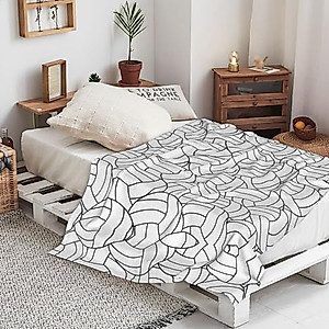 Niopos Volleyball Blanket Volleyball Gifts for Girls Teens Volleyball Stuff Lovers Team Gifts White Volleyball Fleece Blankets Girls Women (Light Black and White, 40x50 inch, Volleyball-Stripe)