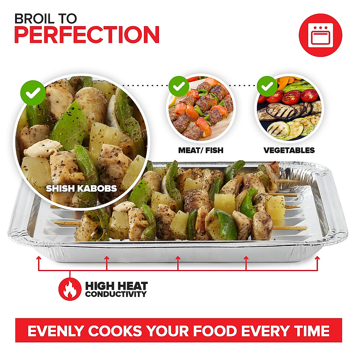 Stock Your Home Disposable Aluminum Foil Broiler Pan (10 Pack) for Oven - Durable Broiling Drip Trays with Ribbed Bottom Surface for BBQ Grill-Like Texture - 13x9 Inch Pans