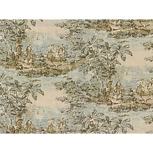 Bosporus Flax Spa Blue Linen Blend Toile Covington Fabric