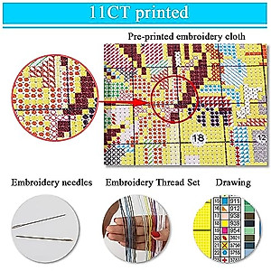 LWZAYS Cross Stitch Kits-Stamped Cross Stitch Kits for Beginners Adults 12x16inch Landscape Counted DIY Embroidery Needlepoint Kits Home Decor (YS16-)