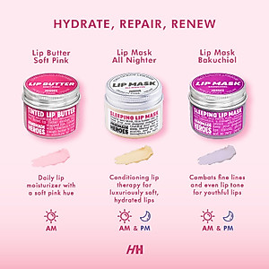 100% Natural Vegan Sleeping Lip Mask by Handmade Heroes | Bakuchiol Natural Lip Plumper, Overnight Lip Moisturizer and Conditioner for Dry Lips | Intensive Lip Butter, Lip Collagen and Lip Therapy Skin Care (Bakuchiol - Collagen Boosting)
