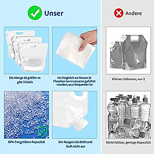 Water Storage Bag Foldable Container Handle Carrier Jugs Storing Wash Station Tank BPA Free Transparent Cube Emergency Survivals Freezer Cateen 1.3/2.6 Gallons