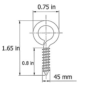 Axe Sickle Metal Eye Hook Screw 1.5 Inch Eye Small Eyelet Screw 30 Pcs
