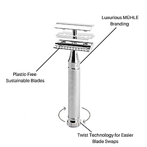 MÜHLE TRADITIONAL Twist Safety Razor (Closed Comb) | Perfect for Everyday Use | Barbershop Quality Close Smooth Shave | Luxury Razor for Men