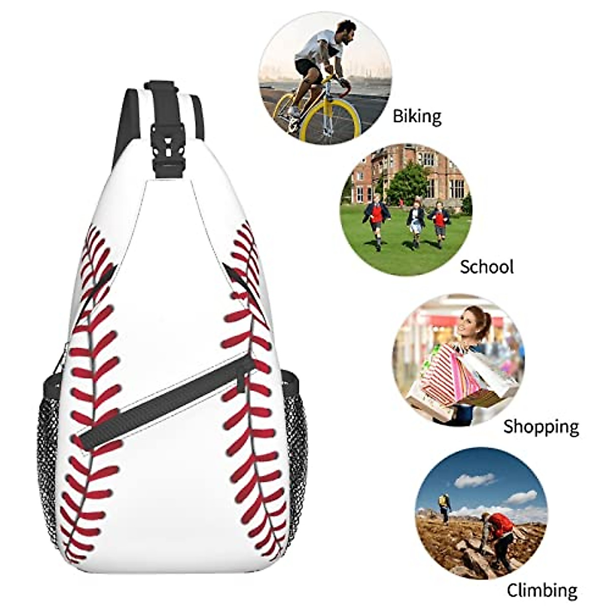 Baseball Chest Sling Bag Casual For Women Men Crossbody Sling Backpack Shoulder Bag For Travel Hiking Gym