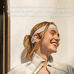 Open Ear Waterproof Bone Conduction Headphones with Bluetooth, Microphone, Voice Control, Ideal for Outdoor Sports, Lightweight Titanium Band, Up to 8H Play, Cable and Ear Plugs Included