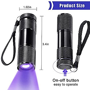 Roceei 10 Pieces UV Blacklight Flashlights, LED Light, Handheld, Mini Light Torch Detector, Portable UV Flashlight Torch for Pets Stains Urine (Purple Light)