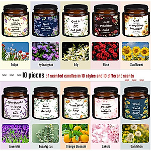 Landhoow 30 Pcs Christian Gifts for Women, 10 Pcs Scented Religious Bible Candles 10 Pcs Floral Verses Cards and 10 Pcs White Organza Bag for Women Christmas Birthday Wedding Party Gift Supplies Favor