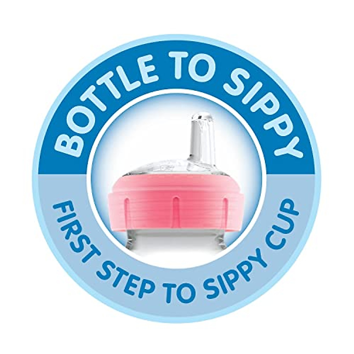 Dr. Brown's Milestones Wide-Neck Sippy Spout Bottle with 100% Silicone Handles, Easy-Grip Handles with Soft Sippy Spout, 9oz/270mL, Light-Blue, 1-Pack, 6m+