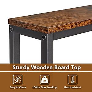 ELYKEN Small Console Table, 9.8" Dx29.6 Wx29.6 H Narrow Entryway Table Behind Sofa, Entry Table for Hallway, Bedroom, Living Room, Foyer, Rustic Brown