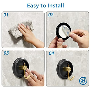 LAOKETON 4 Pack Bath Towel Hook, Heavy Duty Wall Robe Hooks,SUS 304 Stainless Steel Towel Hooks for Hanging Robe, Coat, Hats, Kitchen Utensil, Wall Mounted. (Matte Black)