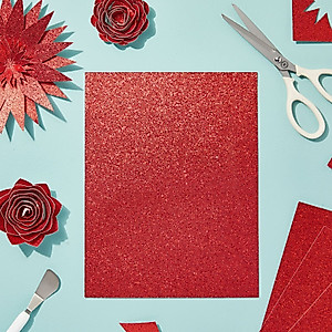 Bright Creations 24 Sheets Red Glitter Cardstock Paper 8.5 x 11 for Scrapbooking, DIY Projects, Arts and Crafts (280gsm)