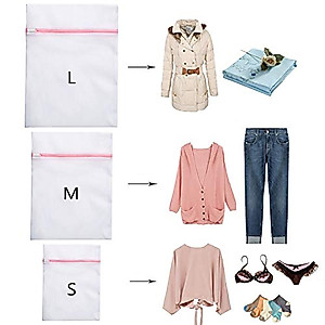 Mesh Laundry Bag for Delicates, Simple Houseware Laundry Bra Lingerie Mesh Wash Bags for Jeans, Lingerie,Socks, Bra,Sweaters, Coats in Washing Machine and Drier 3PCS