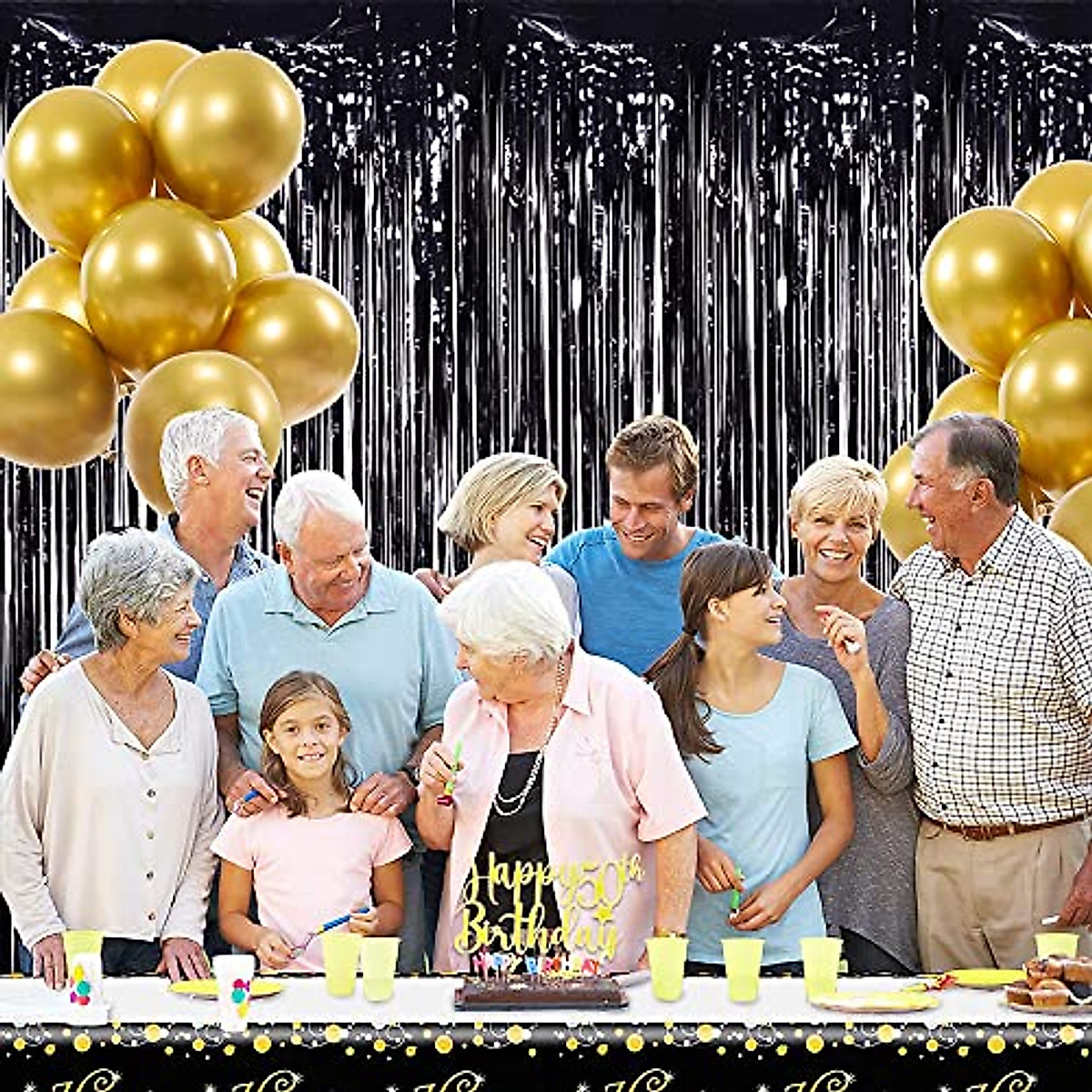 3Pcs Black Metallic Tinsel Foil Fringe Curtains, 3.28ft x 6.56ft Black Photo Booth Backdrop Streamer Curtain,Photo Booth Props,Ideal Bachelorette Party,Birthday, Halloween,Christmas, New Year Decor