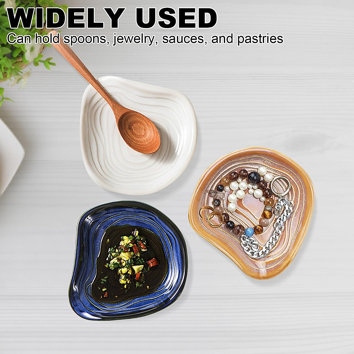 3 Pack Spoon Rest for Stove Top, 5.7” Ceramic Spoon Holder for Stove, Heat-Resistant Spoon Rest for Kitchen Counter Spoons Spatulas Ladles (Blue Khaki White)