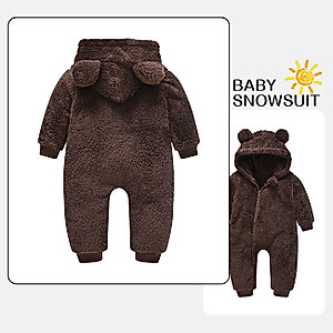 Mokitoni Baby Pram Boy Romper Winter Clothes Warm Snowsuit Coat Bear Hoodie 6 9 12 months