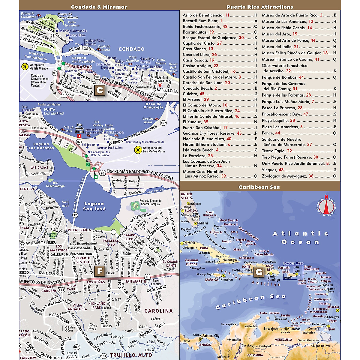 StreetSmart Puerto Rico by VanDam — Laminated pocket size Island Street & Freeway Map to Puerto Rico complete with all attractions, beaches, resorts, ... and shopping plus Old San Juan Detail Map