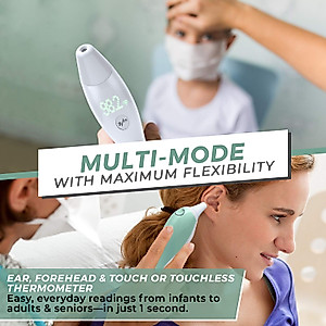 LOOKEE Breeze Infrared Forehead and Ear Thermometer for Adults, Kids, Babies, Infants | Touchless or Touch on Forehead | Medical Digital Fever Baby Thermometer with Large Front LED Display New Version