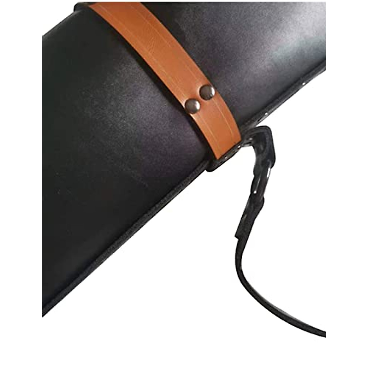 GEGEXIAOWU Medieval Retro Back Quiver Bow Leather Arrow Holder with Large Pouch Handmade Straps Belt Bag (Black, ONE Size)