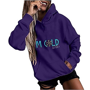 Womens Fall Fashion 2023,Yes I'm Cold Me 24:7 Sudadera para Mujer Divertida Camiseta gráfica Vintage Manga Larga Hip Hop Classic Top,J3*Purple,XX-Large