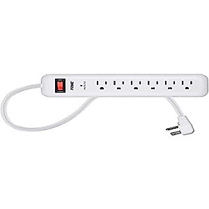 6 Outlet Surge Protector Power Strip with Low-Profile Plug with 8ft Cord, 1000 Joules, White