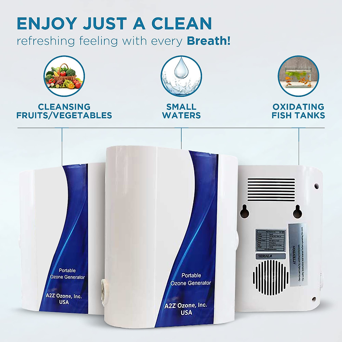 Aqua-8 Water Ozone Generator, up to 800 mg/h, High-Capacity Ozone Machine, Home Ozone Generator for cleaning fruits, fish tanks, vegetables