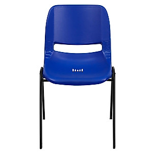 Flash Furniture 5 Pack HERCULES Series 440 lb. Capacity Kid's Navy Ergonomic Shell Stack Chair with Black Frame and 12" Seat Height