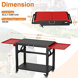 BBQ Future Outdoor Folding Grill-Cart - Upgraded Portable Pizza Oven Cart fit Tabletop Blackstone Griddle Stand & Ninja Grill Stand with Wheels, BBQ Griddle Cart for Outside Camping
