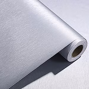 Peel and Stick Silver Brushed Metal Stainless Steel Contact Paper for Dishwasher Fridge Refrigerator Stove Appliances Self Adhsesive Vinyl Film Stainless Steel Wallpaper Removable 15.7x117 Inches