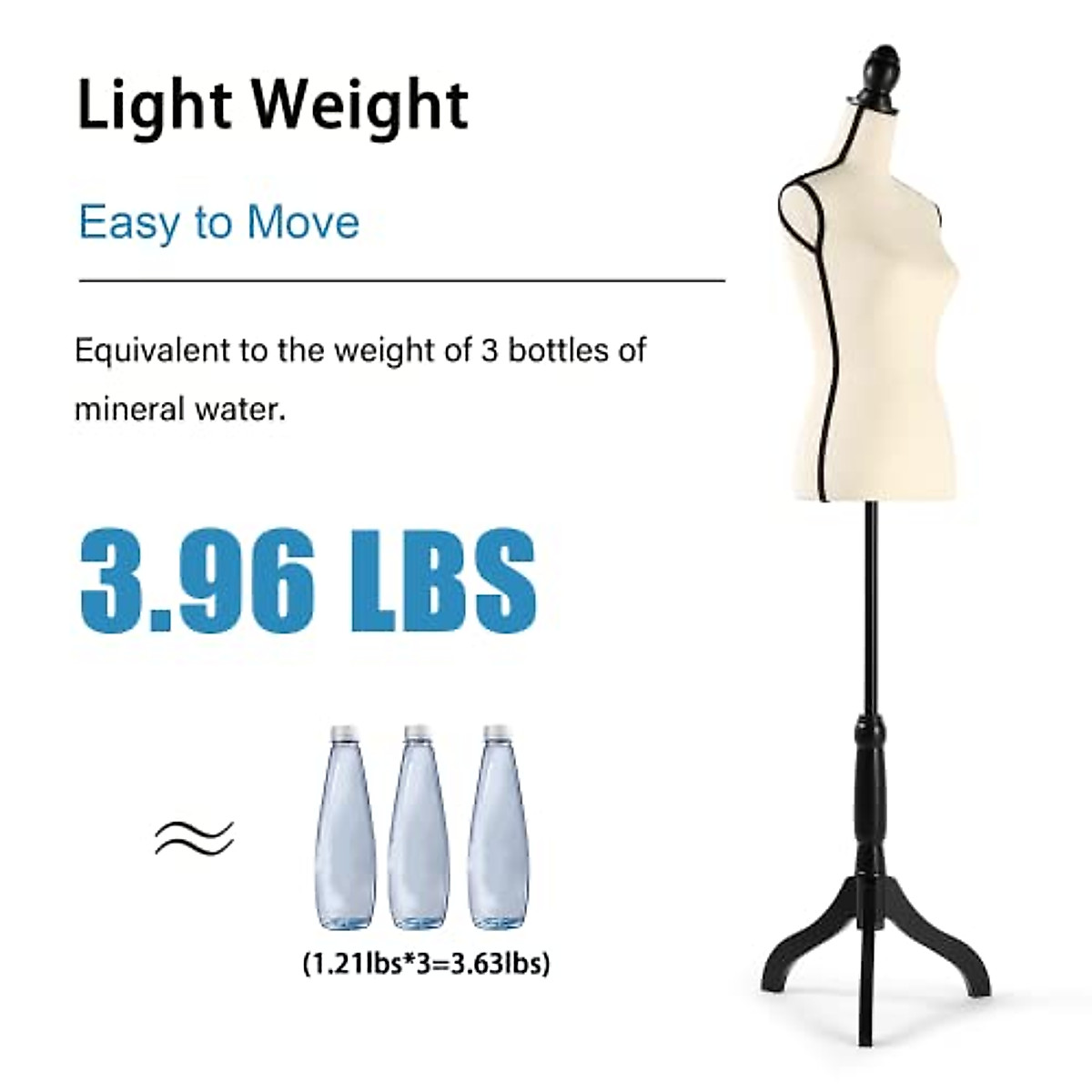 HOMBOUR Female Mannequin Body, Sewing Mannequin Torso Dress Form, Adjustable Mannequin with Stand for Sewing Dressmaker Jewelry Display, Beige